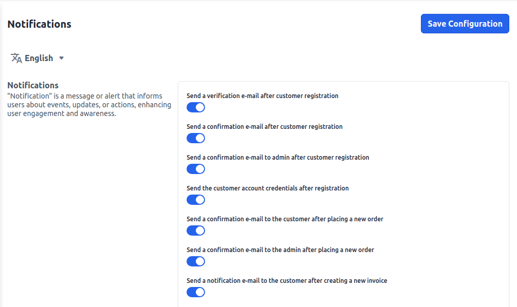 Notifications | Bagisto User Documentation